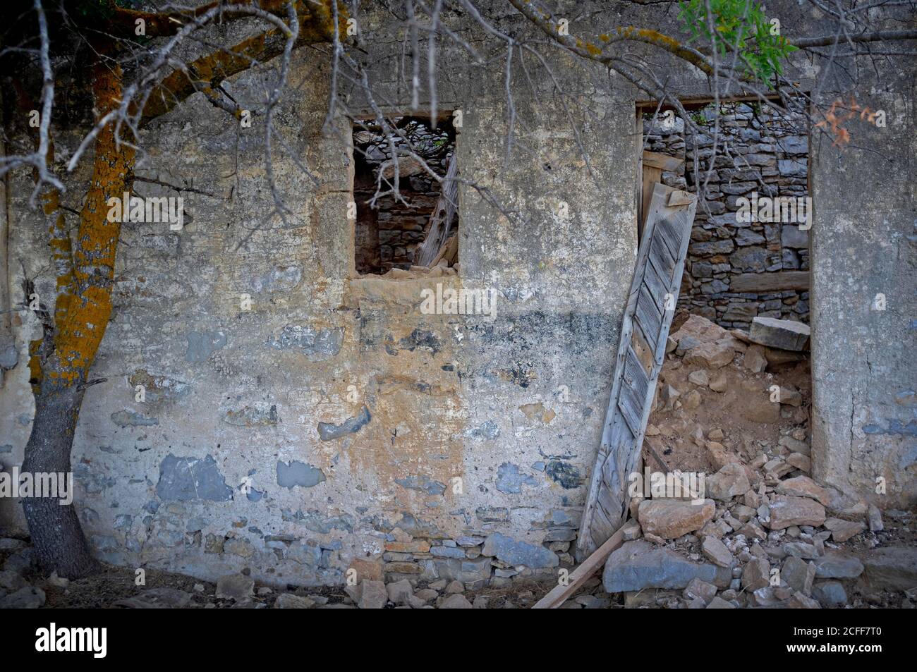 The abandoned village of Mikro Chorio on the Greek island of Tilos ...