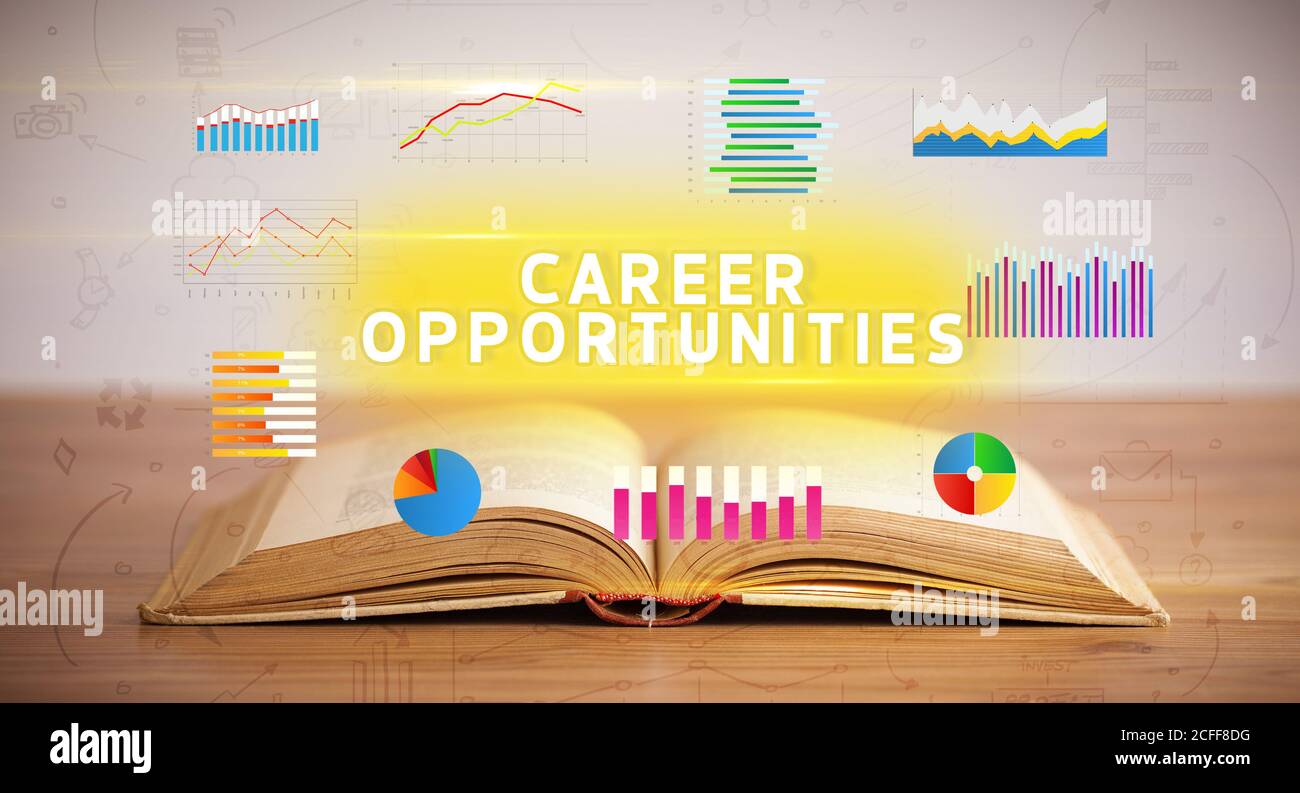 Open book with CAREER OPPORTUNITIES inscription, new business concept ...