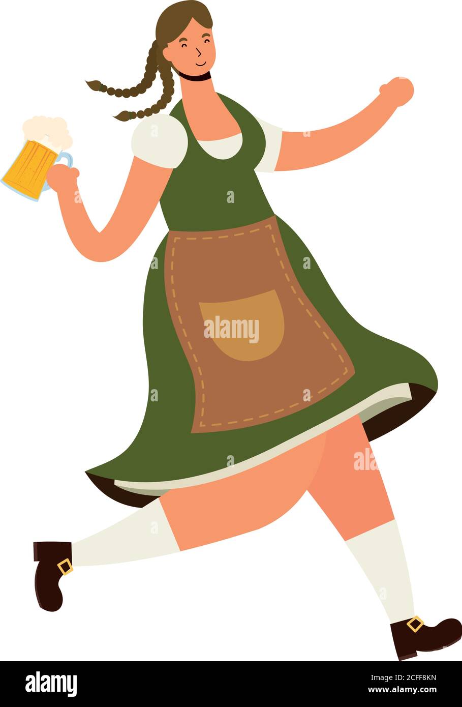 beautiful german woman with green suit drinking beer character vector ...