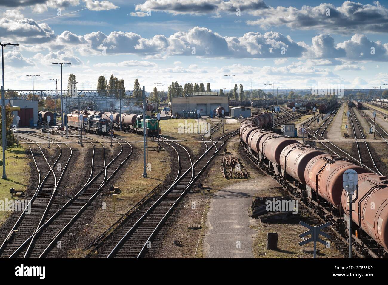 Transportation on a railway. Big station Stock Photo - Alamy