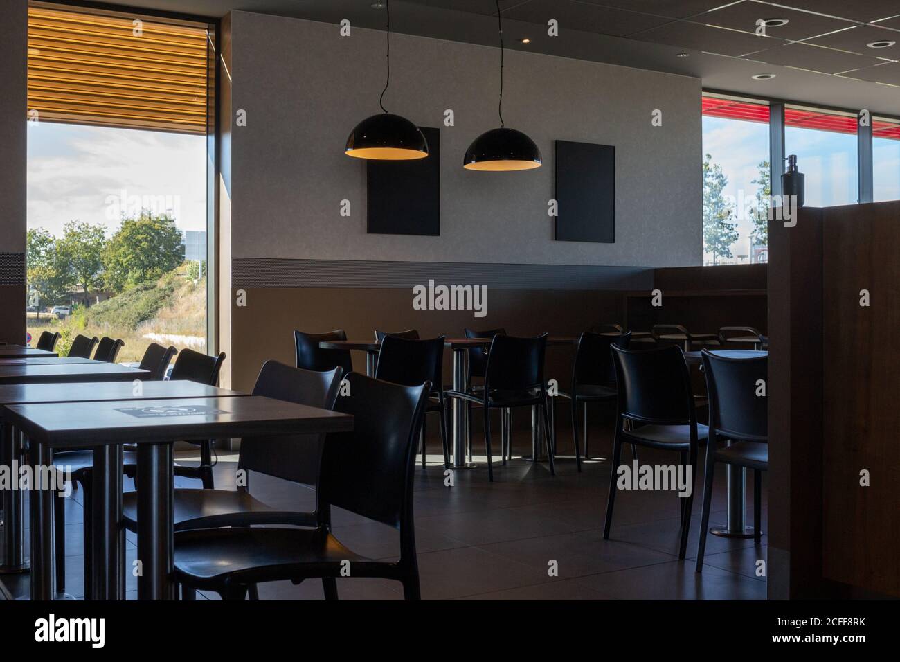 Modern simple cafe interior in contemporary style with minimalism ...