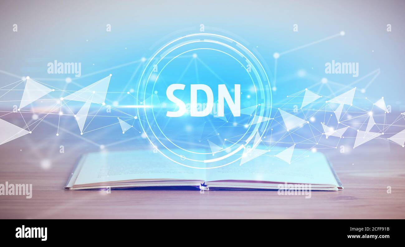 Open book with SDN abbreviation, modern technology concept Stock Photo ...