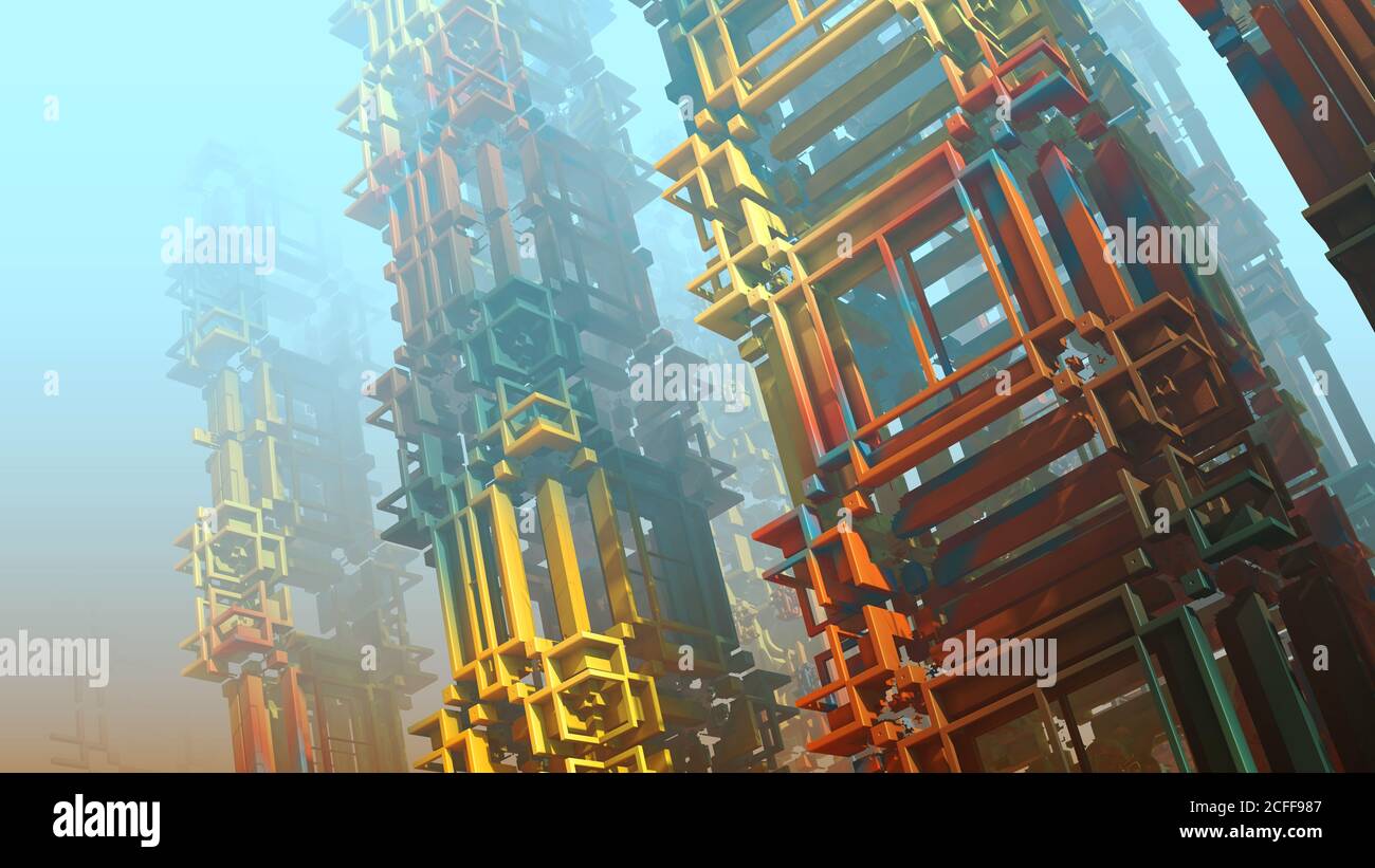 Abstract background 3D, fantastic alien structures, 3d render ...