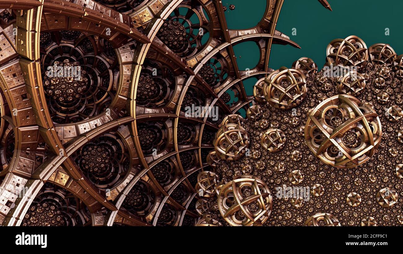 Abstract background 3D, fantastic ancient civilization architecture ...