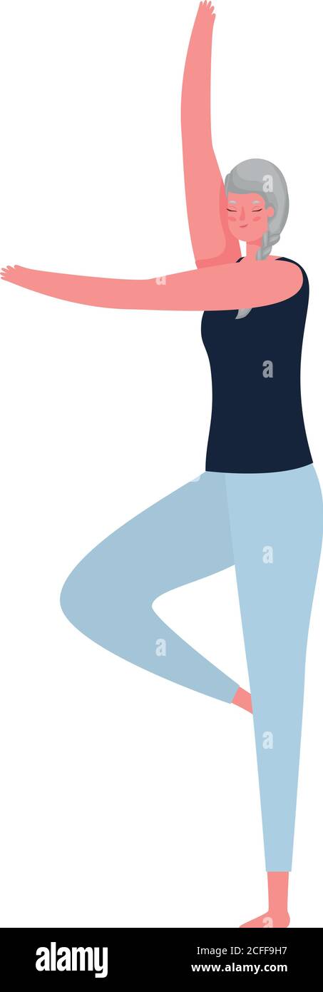 Senior Woman Cartoon Stretching Vector Design Stock Vector Image And Art