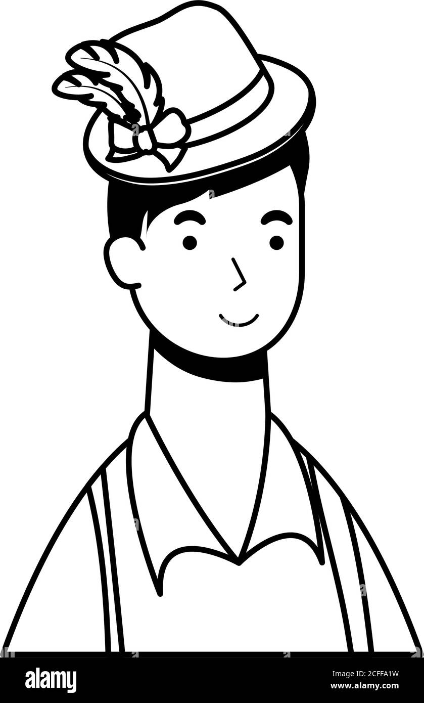 german man wearing tyrolean suit character line style vector ...