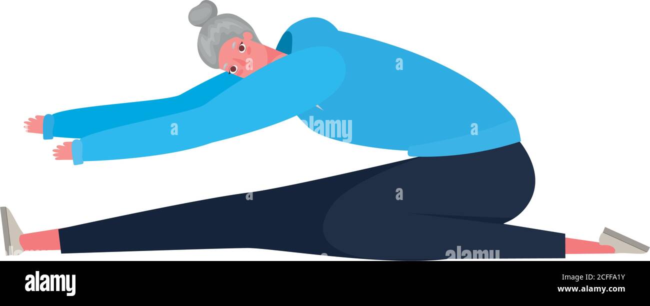 Old woman stretching Stock Vector Images - Alamy