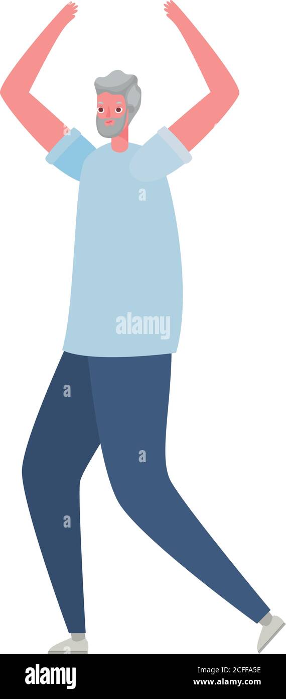 Senior man cartoon jumping vector design Stock Vector Image & Art - Alamy