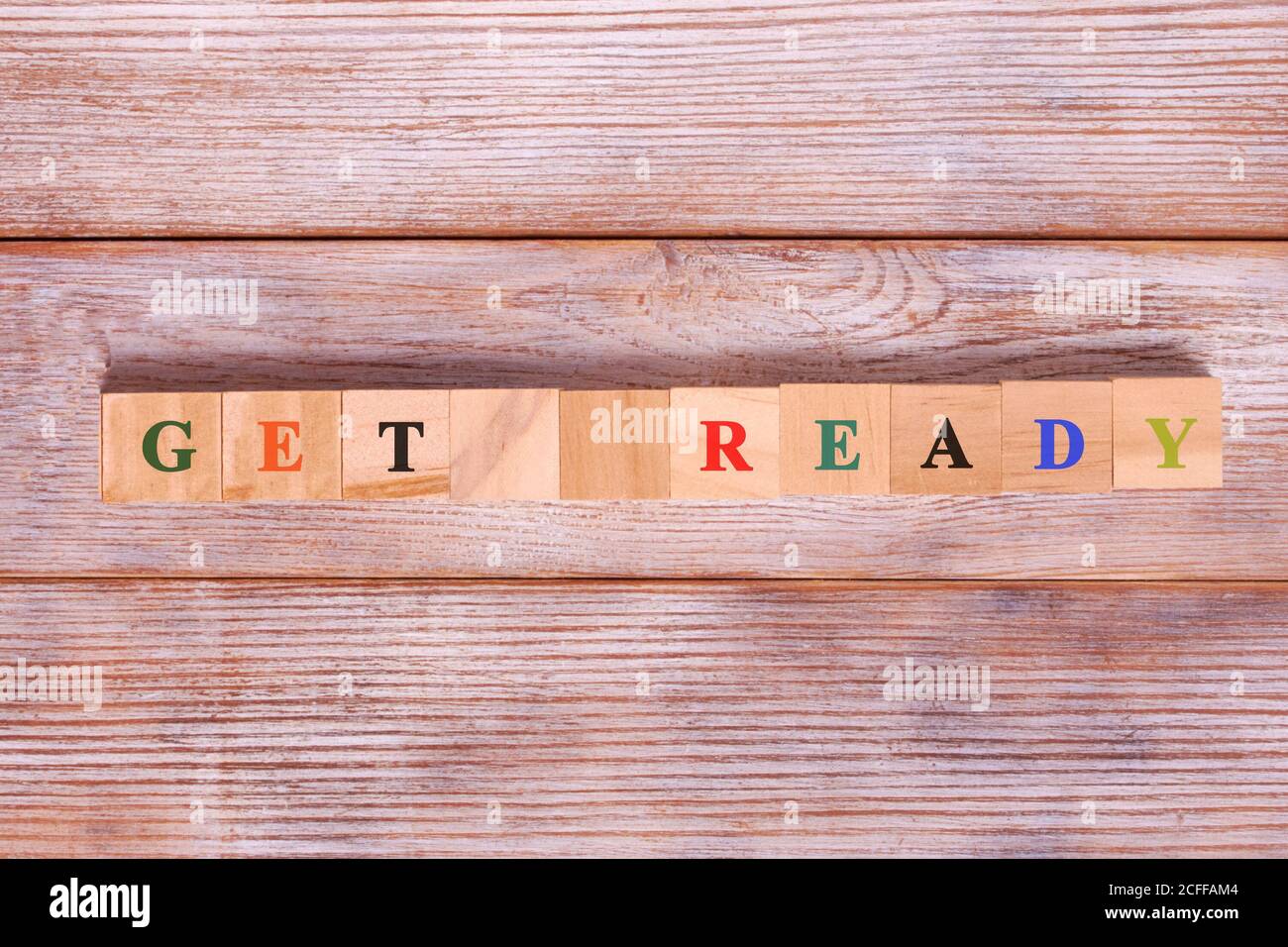 Get Ready word on wooden background. Business concept Stock Photo - Alamy