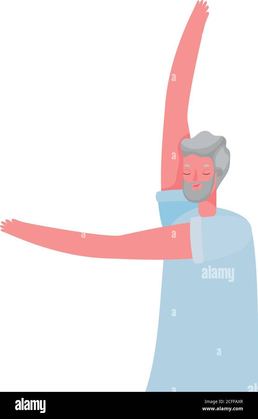 Senior man cartoon with one hand up vector design Stock Vector Image ...