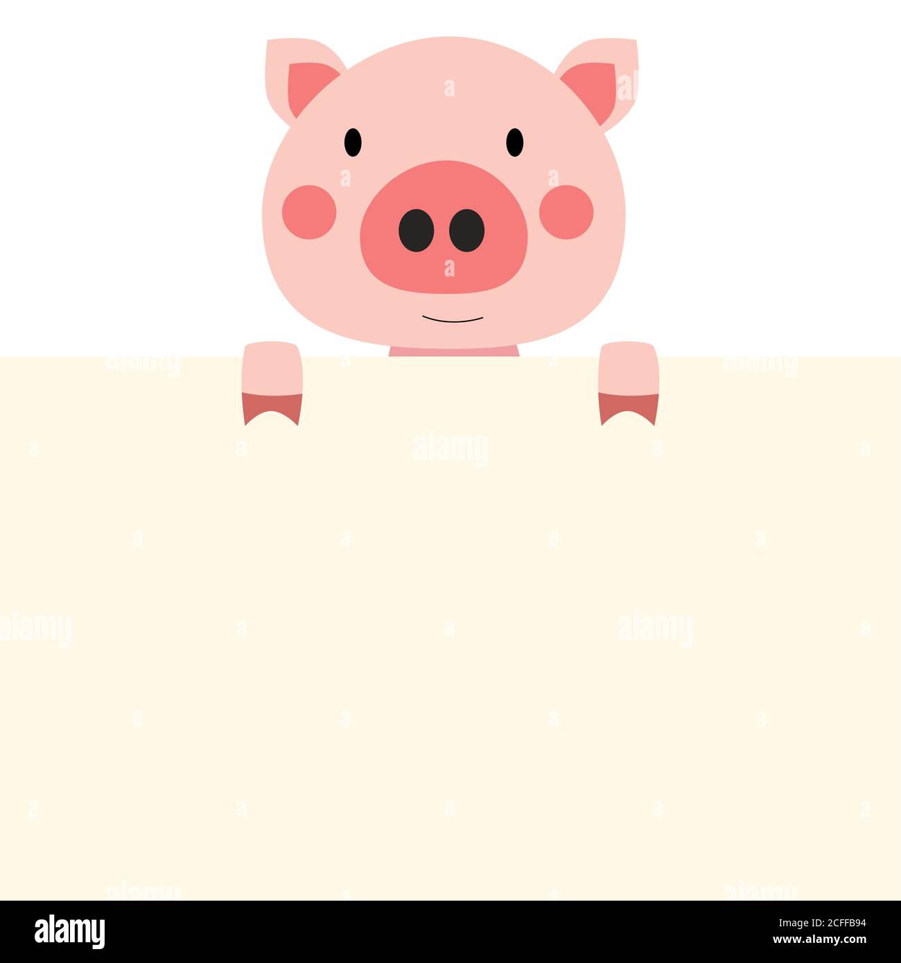 Cute animal pig with empty place for text. Vector Illustration Stock ...