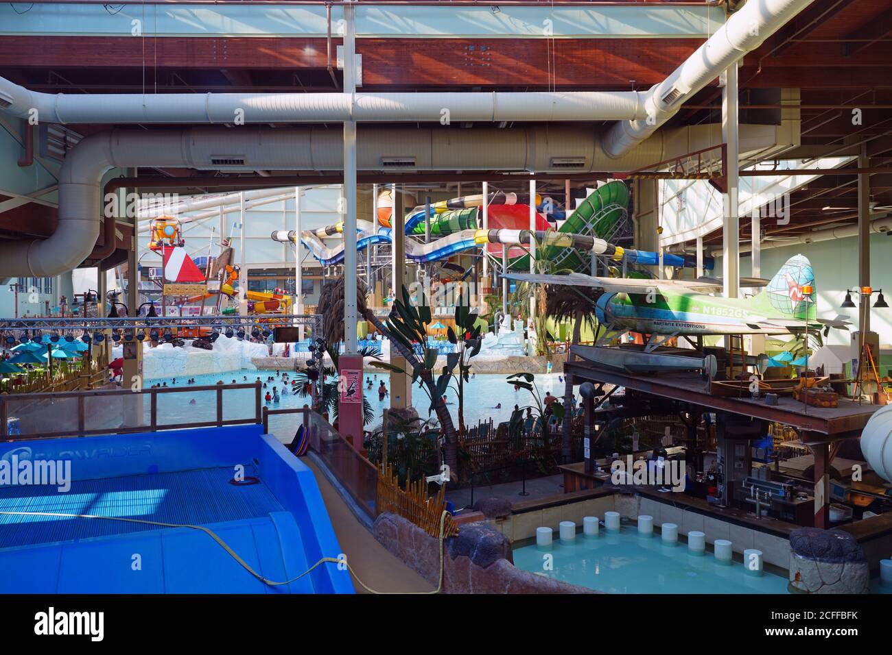 TANNERSVILLE, PA -30 AUG 2020- View of the Aquatopia indoor waterpark ...
