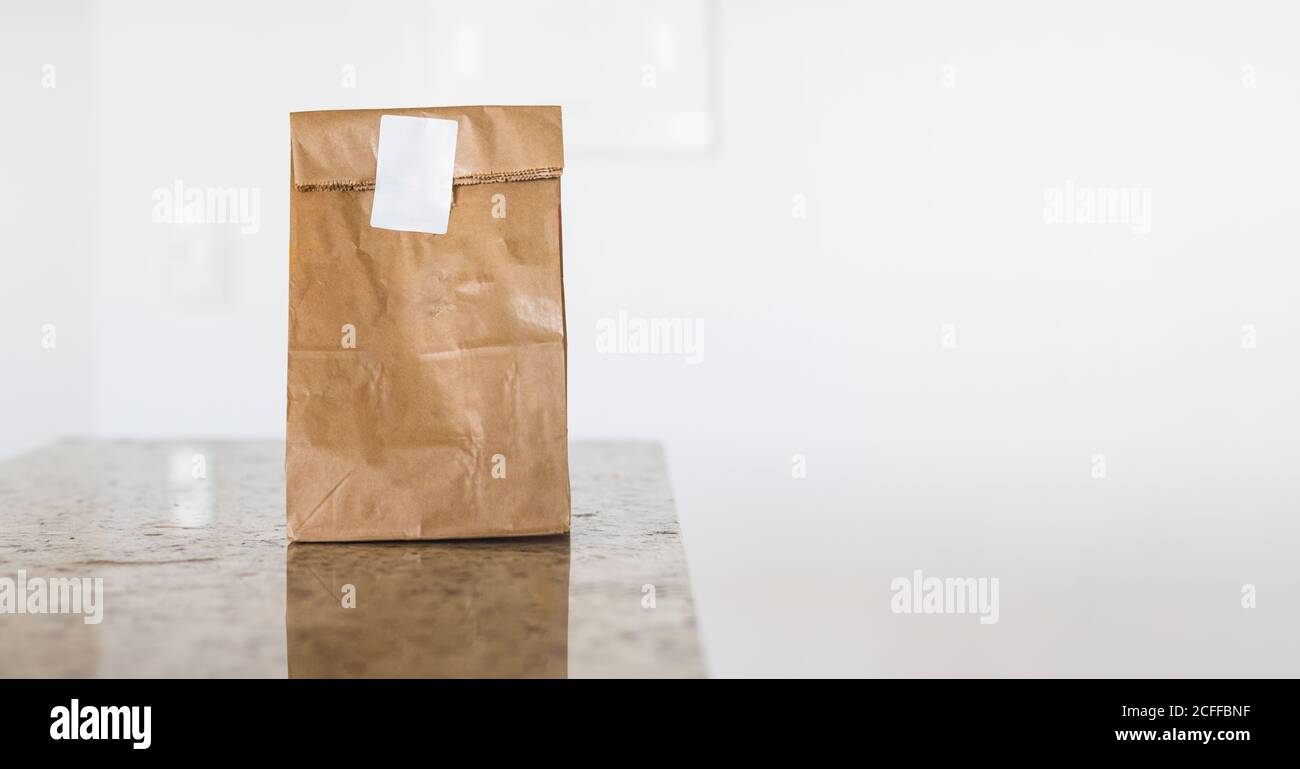 Delivery home food app concept image with paper bag Stock Photo - Alamy