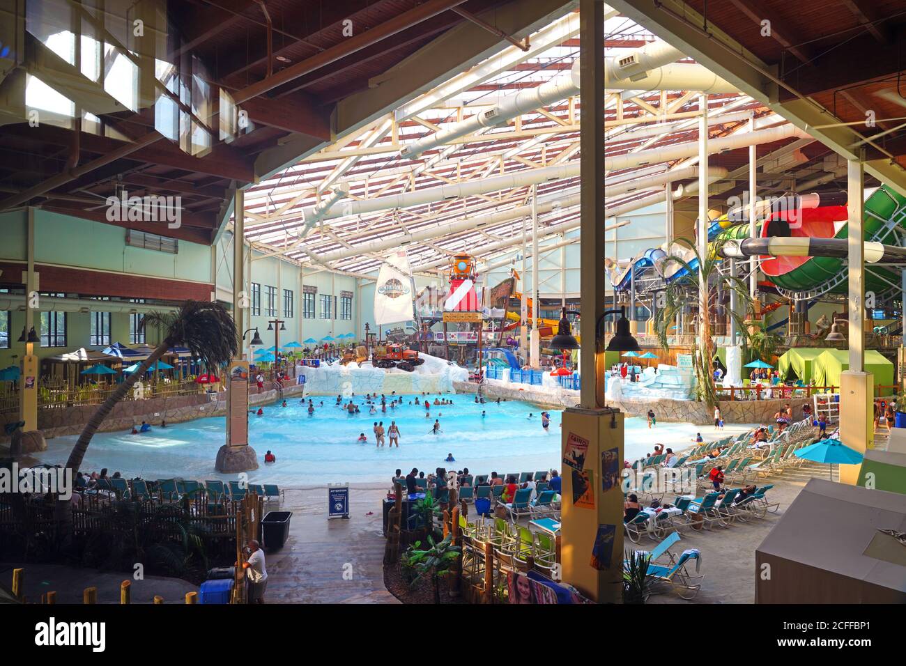 TANNERSVILLE, PA -30 AUG 2020- View of the Aquatopia indoor waterpark ...