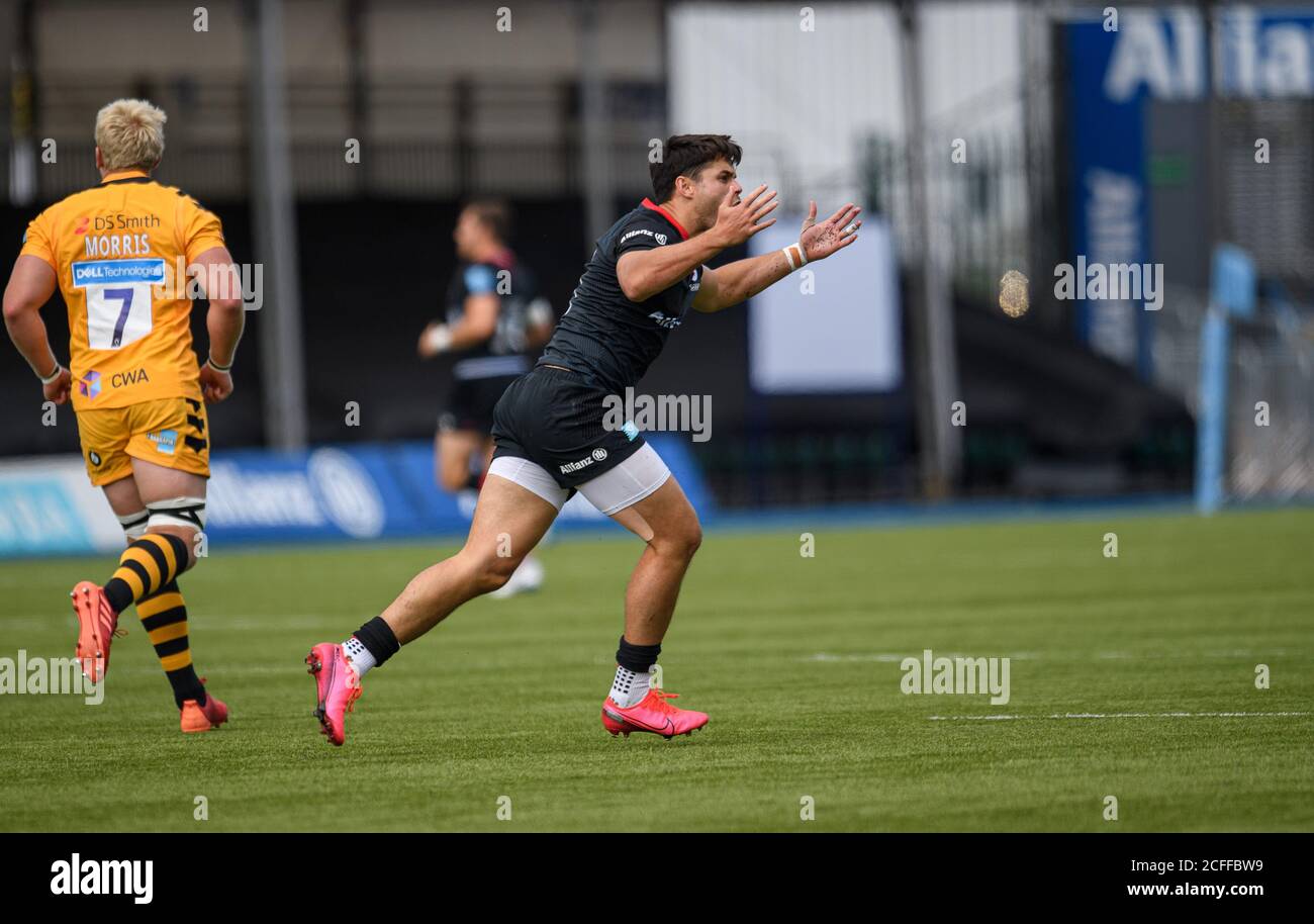 LONDON, UNITED KINGDOM. 05th, Sep 2020. Sean Maitland of Saracens was ...