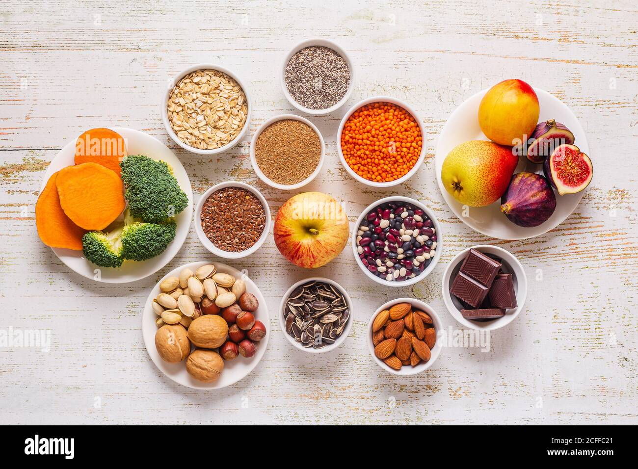 Products rich in fiber. Healthy diet food. Top view Stock Photo - Alamy