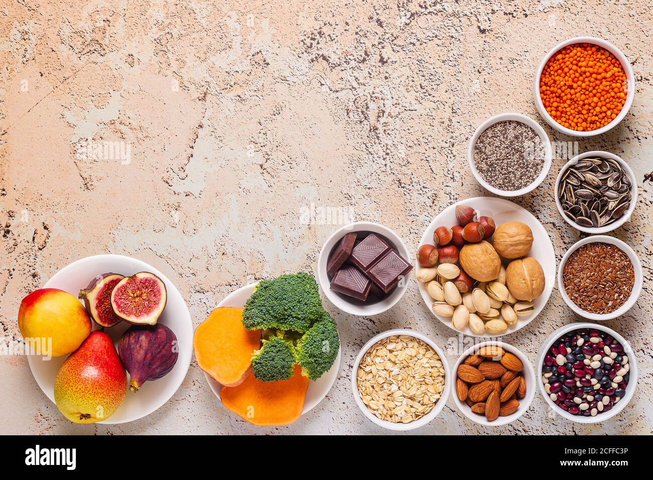 Products rich in fiber. Healthy diet food. Top view Stock Photo - Alamy
