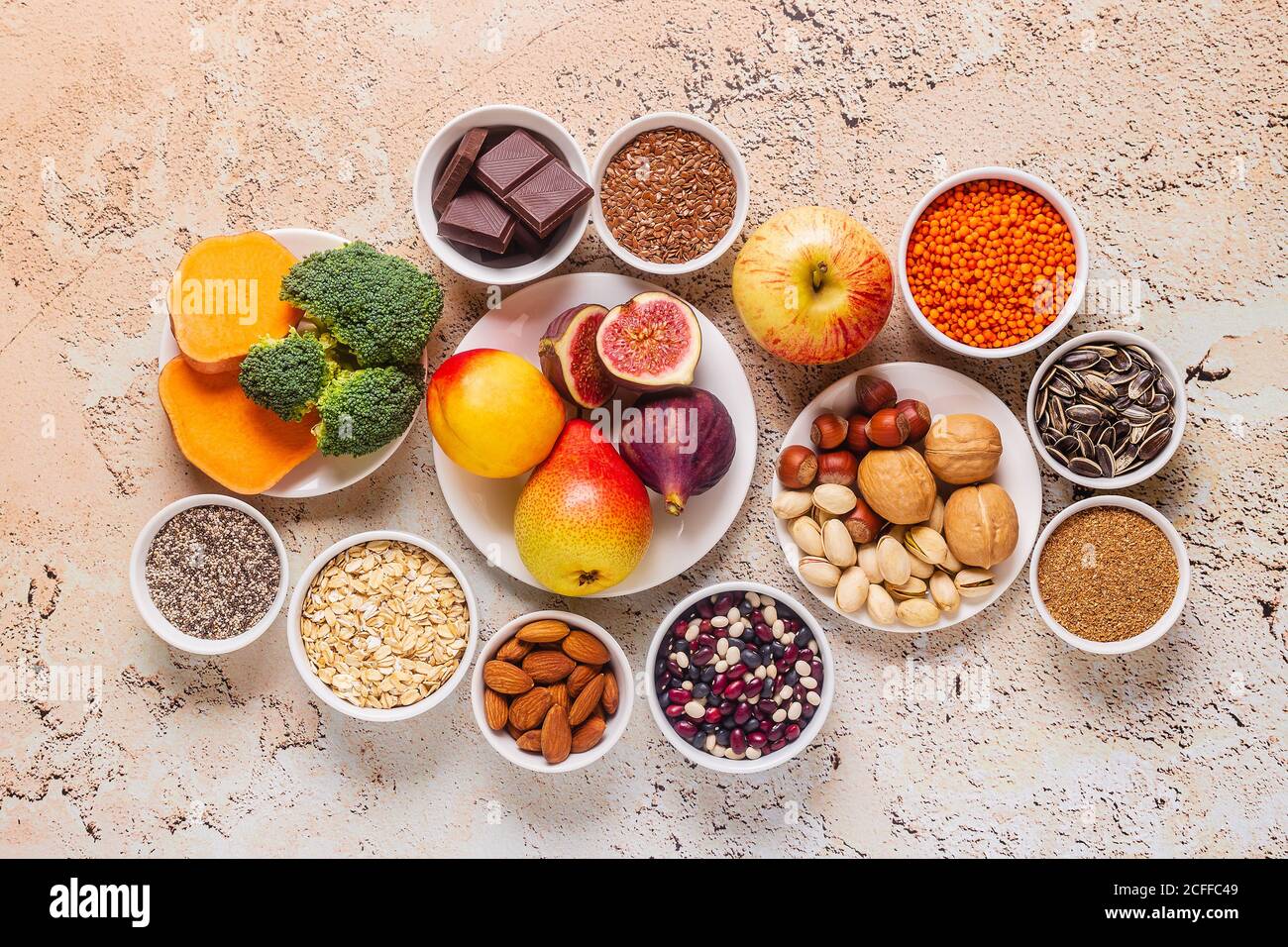 Products rich in fiber. Healthy diet food. Top view Stock Photo - Alamy