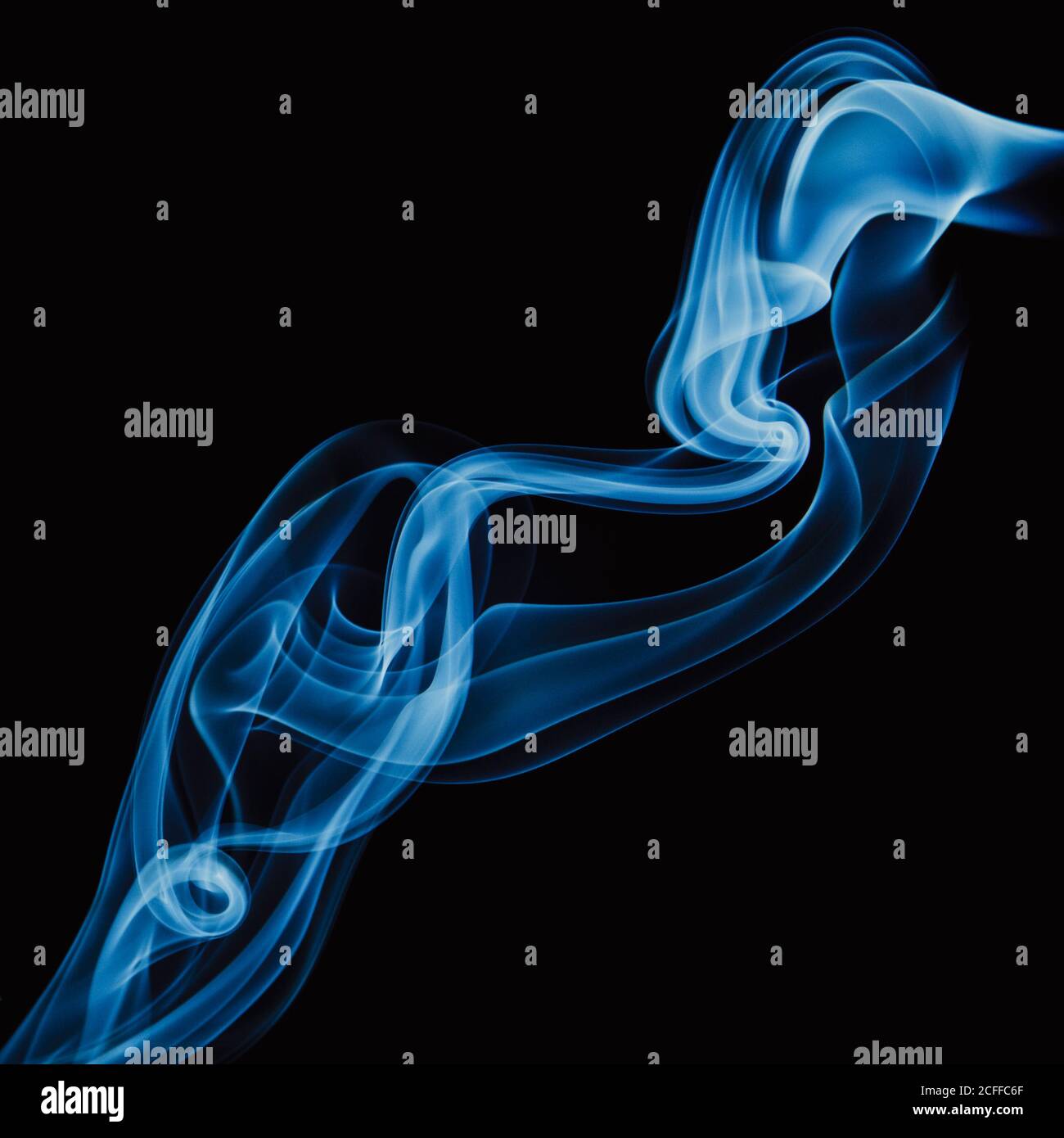 Abstract backdrop with stains of blue incense smoke Stock Photo - Alamy
