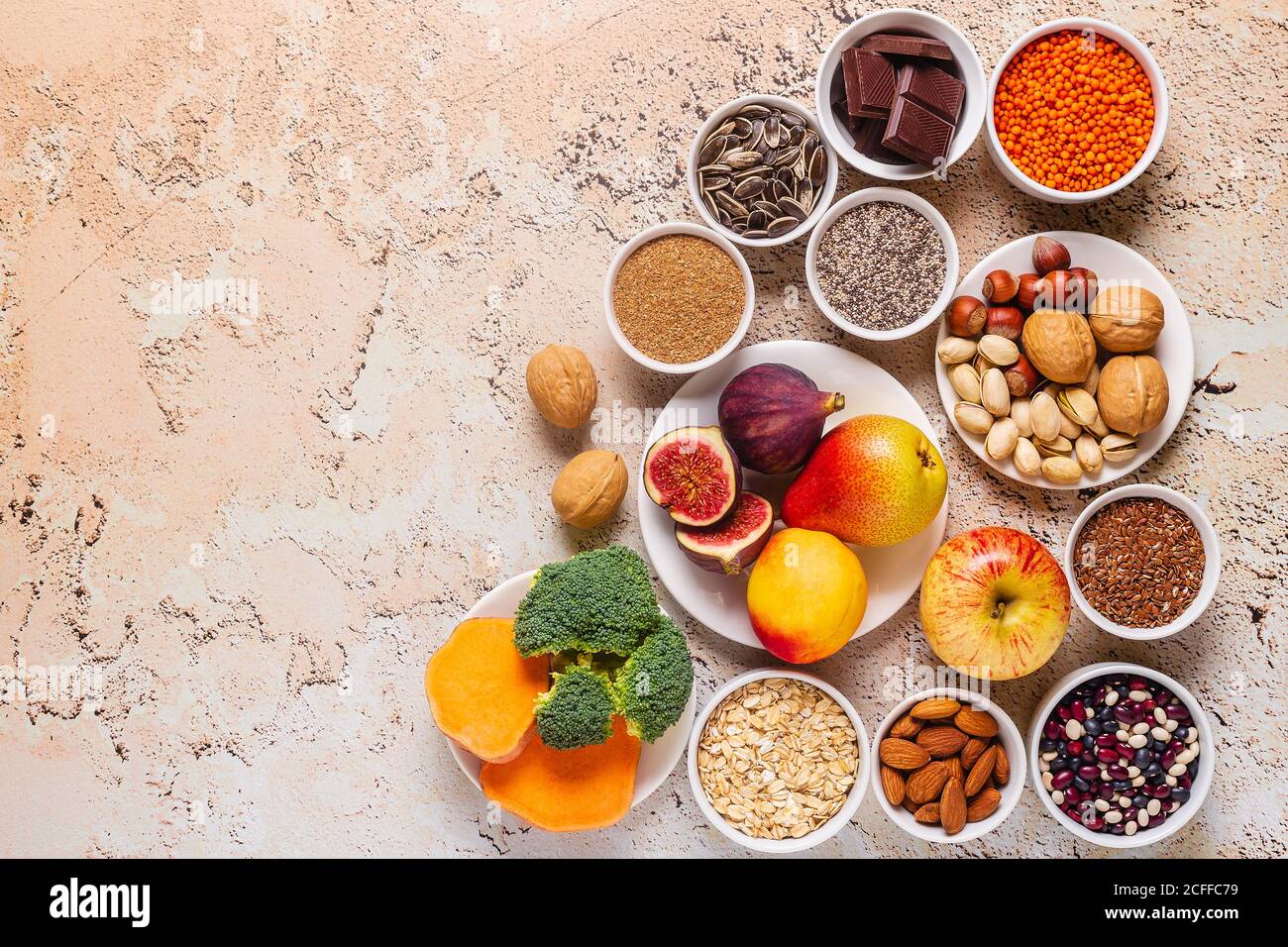 Products rich in fiber. Healthy diet food. Top view Stock Photo - Alamy