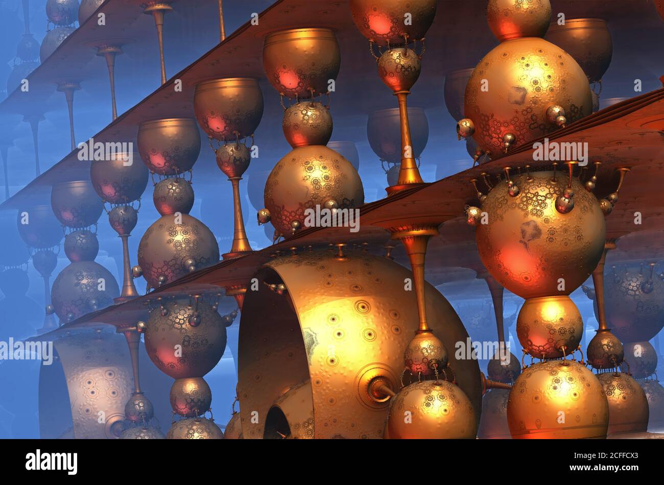 Abstract background 3D, fantastic structures and shapes, fictional sci ...