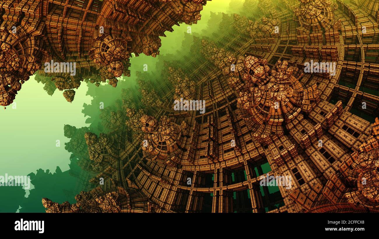 Abstract background, fantastic 3D gold structures, fictional background ...