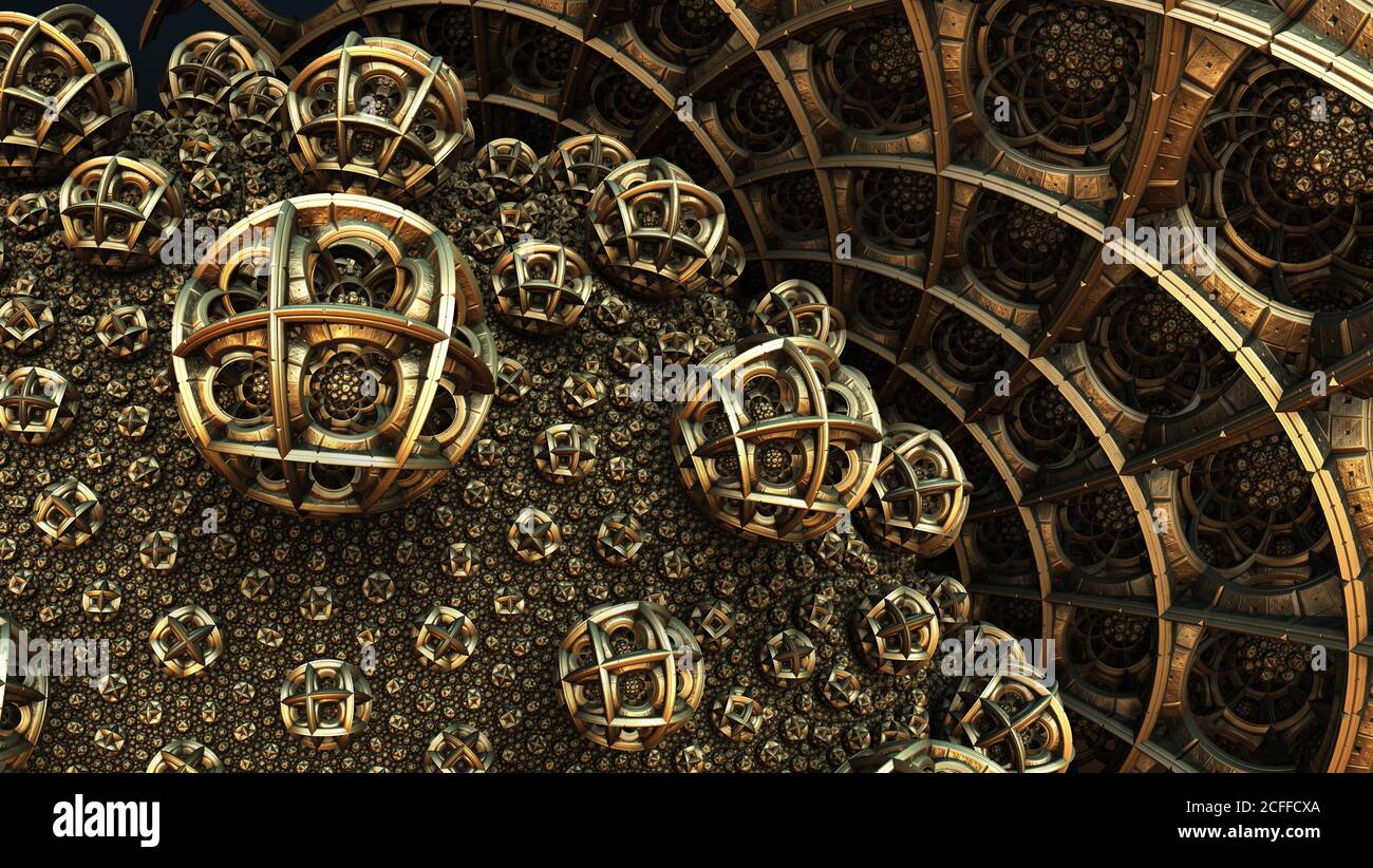 Abstract background 3D, fantastic ancient civilization architecture ...