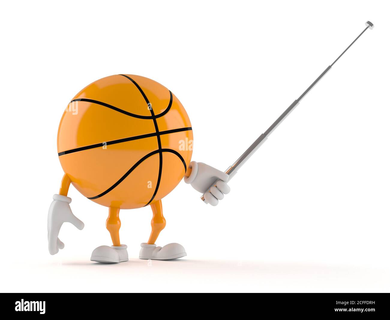 Basketball character holding pointer stick isolated on white background ...