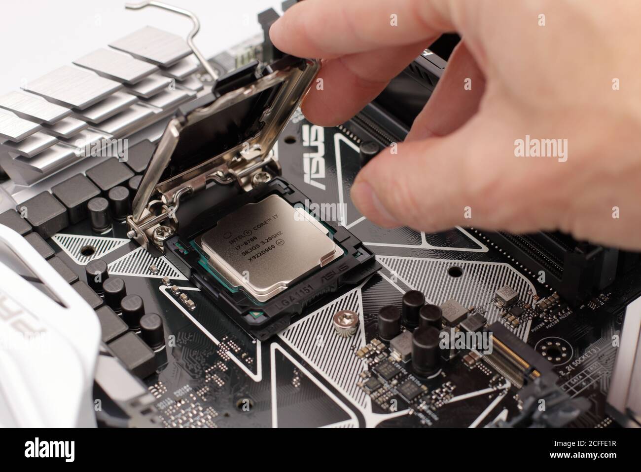 Buenos Aires, Argentina - August 2,2019: Putting Intel microprocessor ...