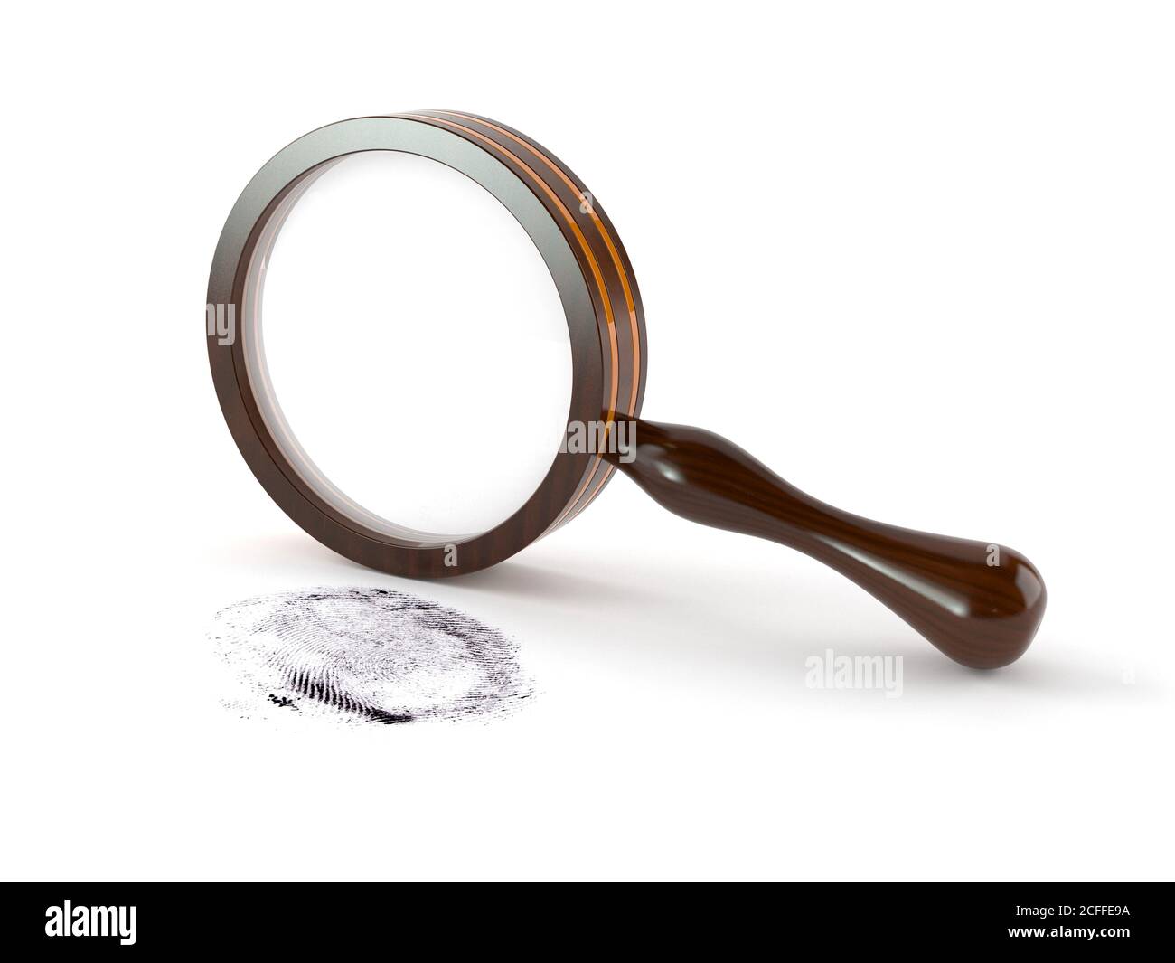 Magnifying glass with fingerprint isolated on white background Stock ...