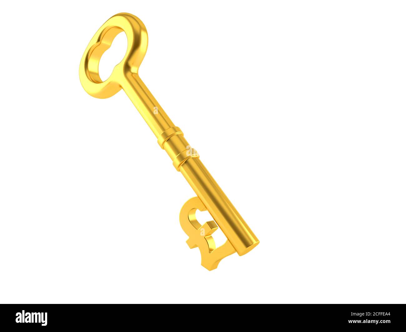 Golden pound key isolated on white background Stock Photo - Alamy