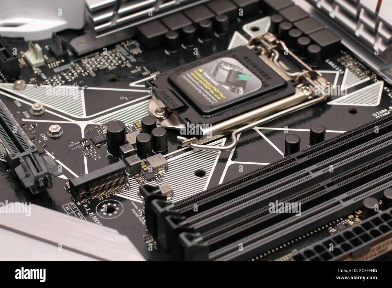 Detail of the components of a computer on the motherboard Stock Photo ...