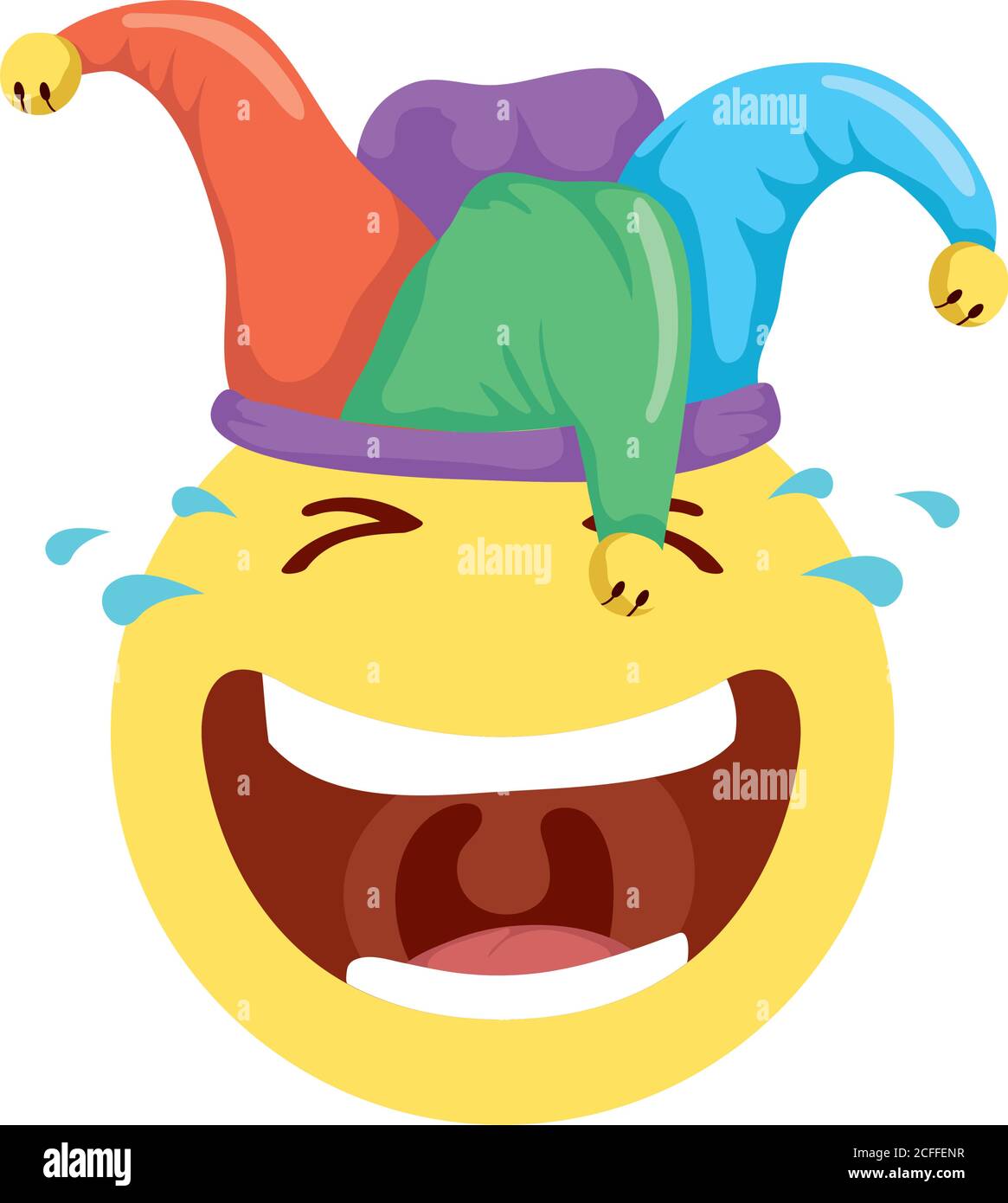crazy emoji face with jester hat fools day icon vector illustration ...
