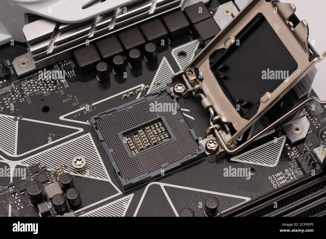 Detail of the components of a computer on the motherboard Stock Photo ...