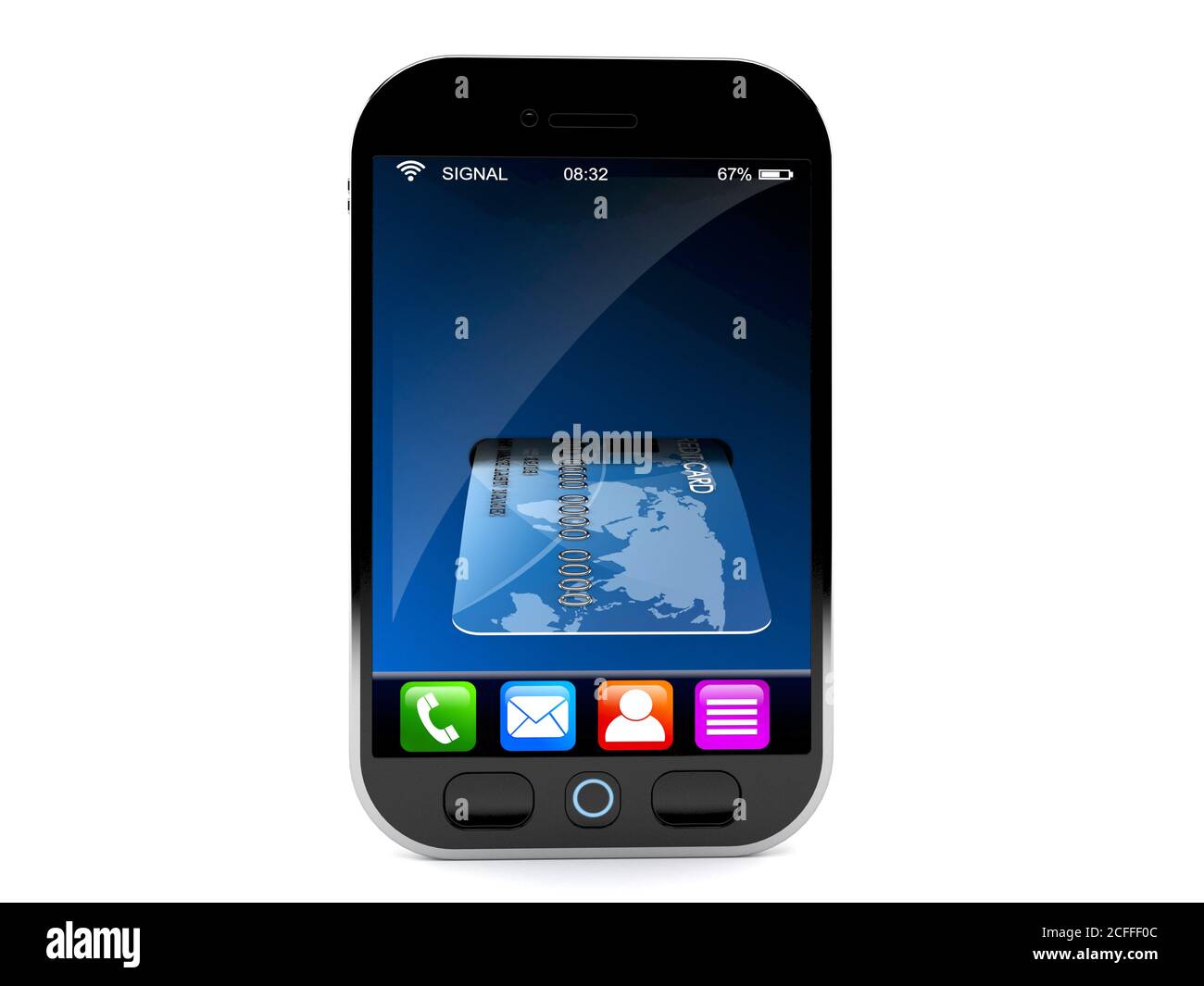 Smart phone with credit card isolated on white background Stock Photo ...