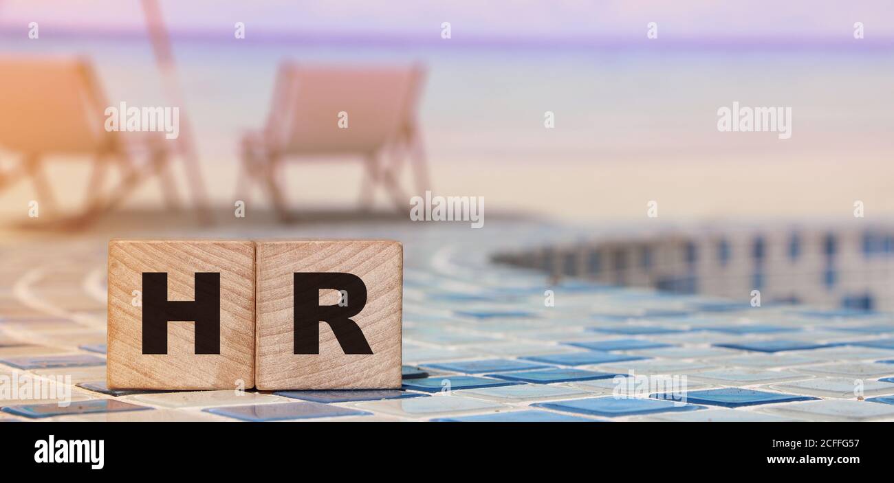 Wooden cube block with abbreviation HR, Human Resource. Business ...