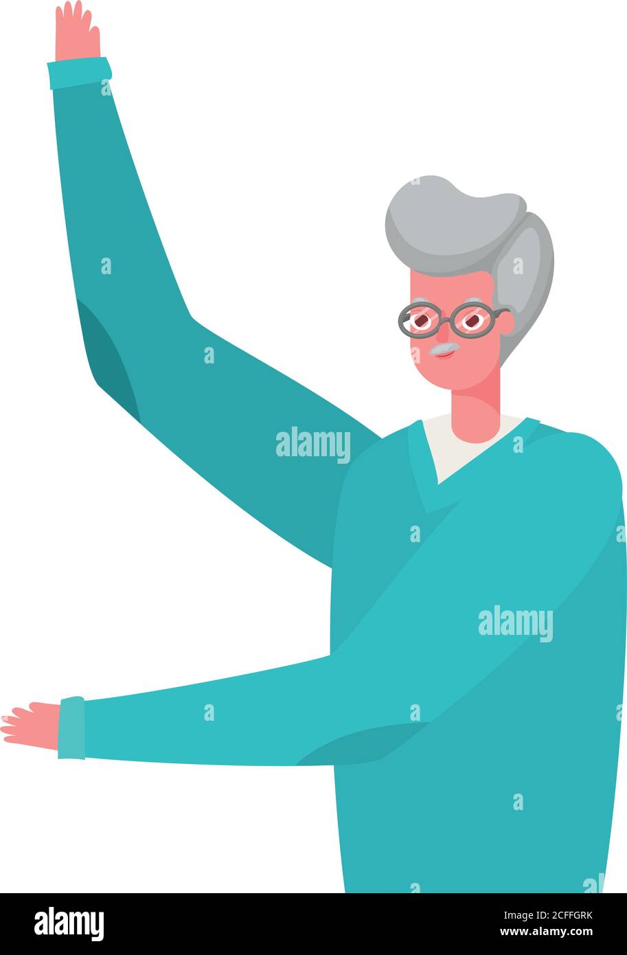 Senior man cartoon with one hand up vector design Stock Vector Image ...