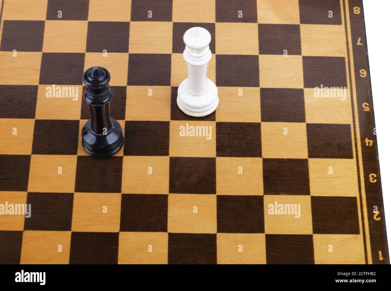wooden checkerboard with figures Stock Photo - Alamy