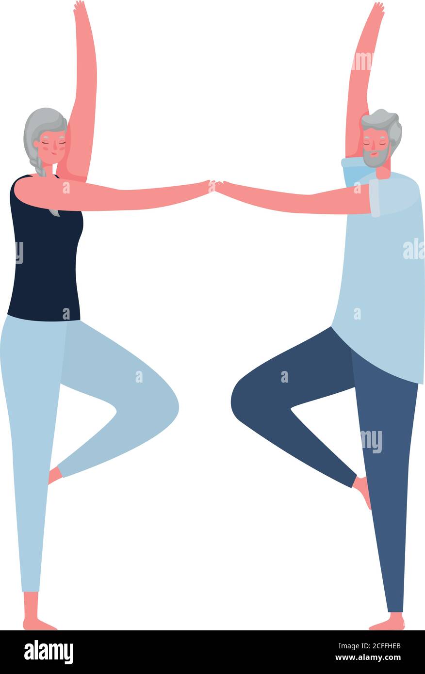 Senior woman and man cartoons doing yoga vector design Stock Vector ...