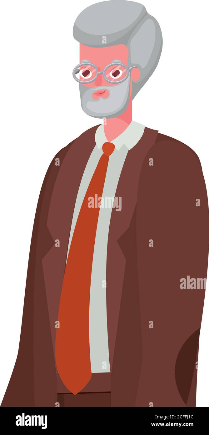 Senior man cartoon with suit and glasses vector design Stock Vector ...