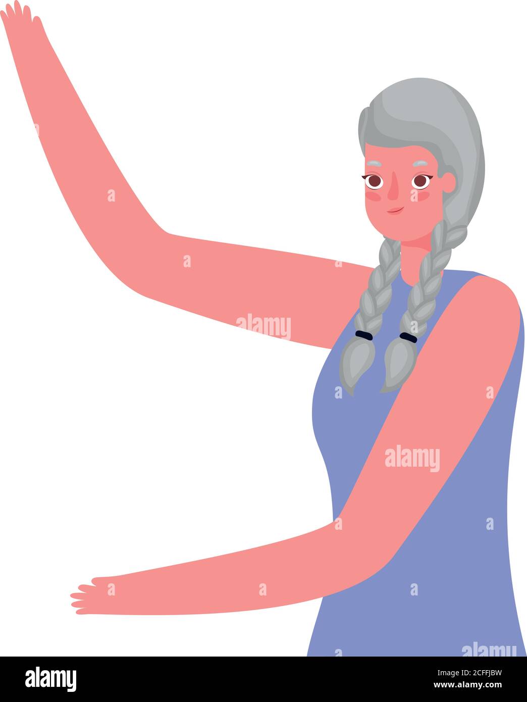 Senior woman cartoon with one hand up vector design Stock Vector Image ...
