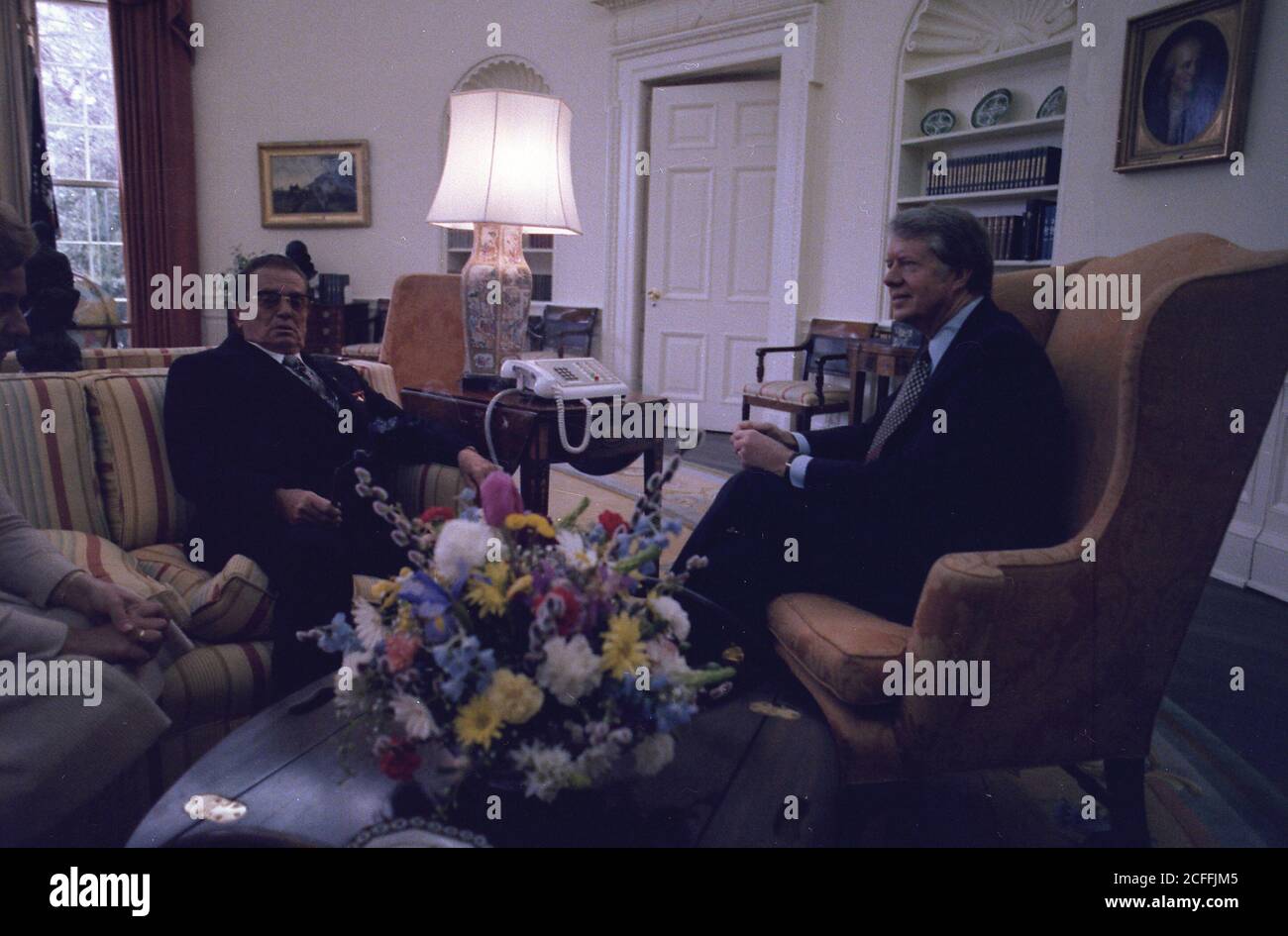 Josip Tito and Jimmy Carter visit in the Oval Office ca. 03/07/1978 ...