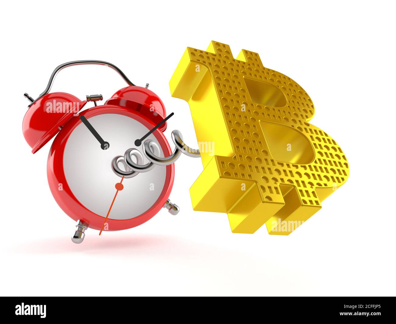 Bitcoin symbol with alarm clock isolated on white background Stock ...