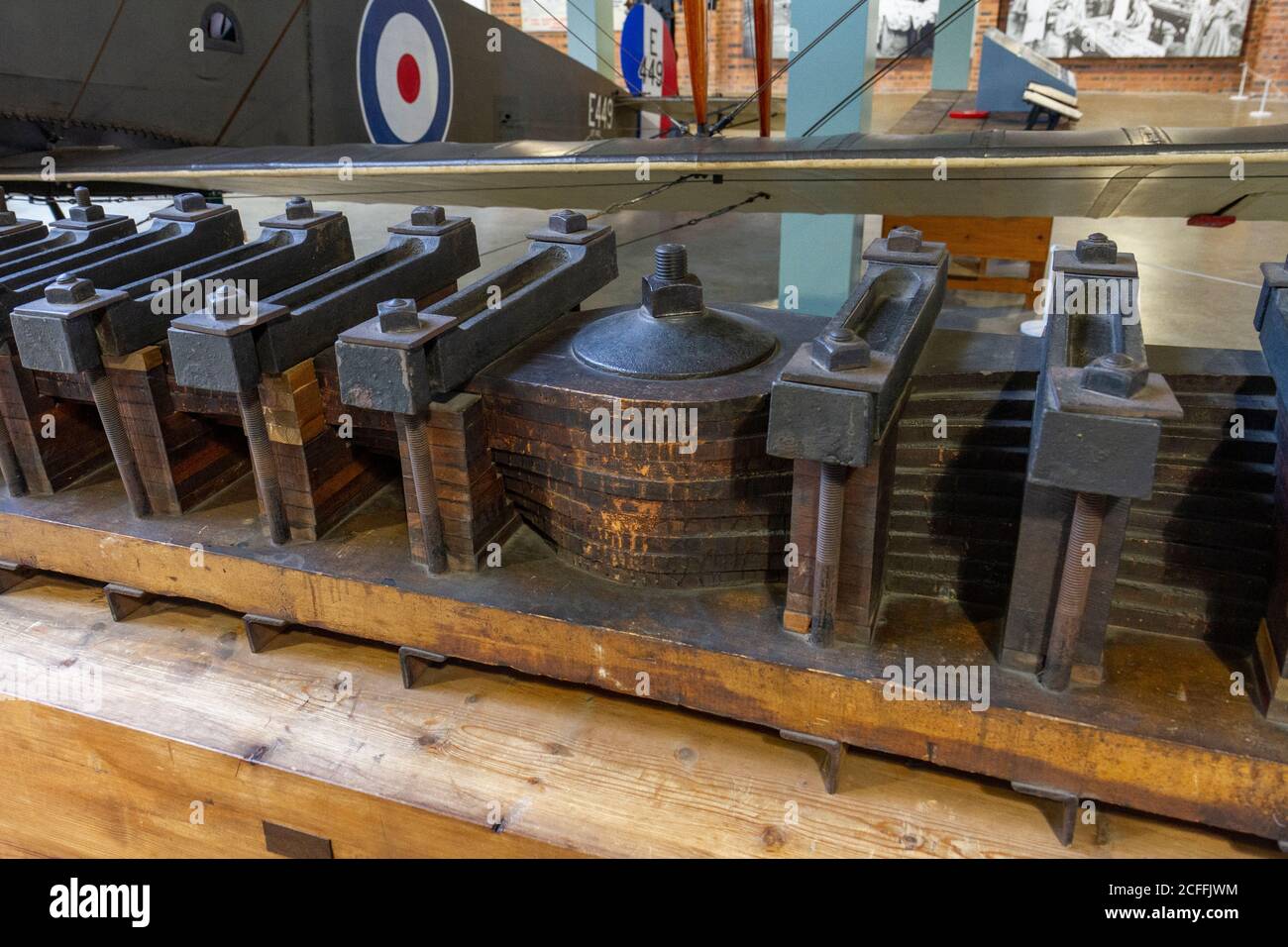 A propeller press (c1918) used by factories to compress and join ...