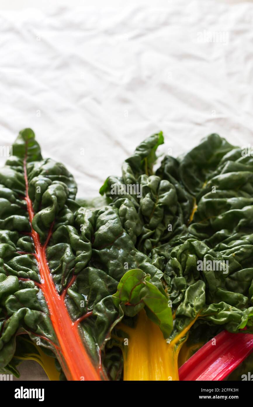 Bunch of chard on white fabric Stock Photo - Alamy