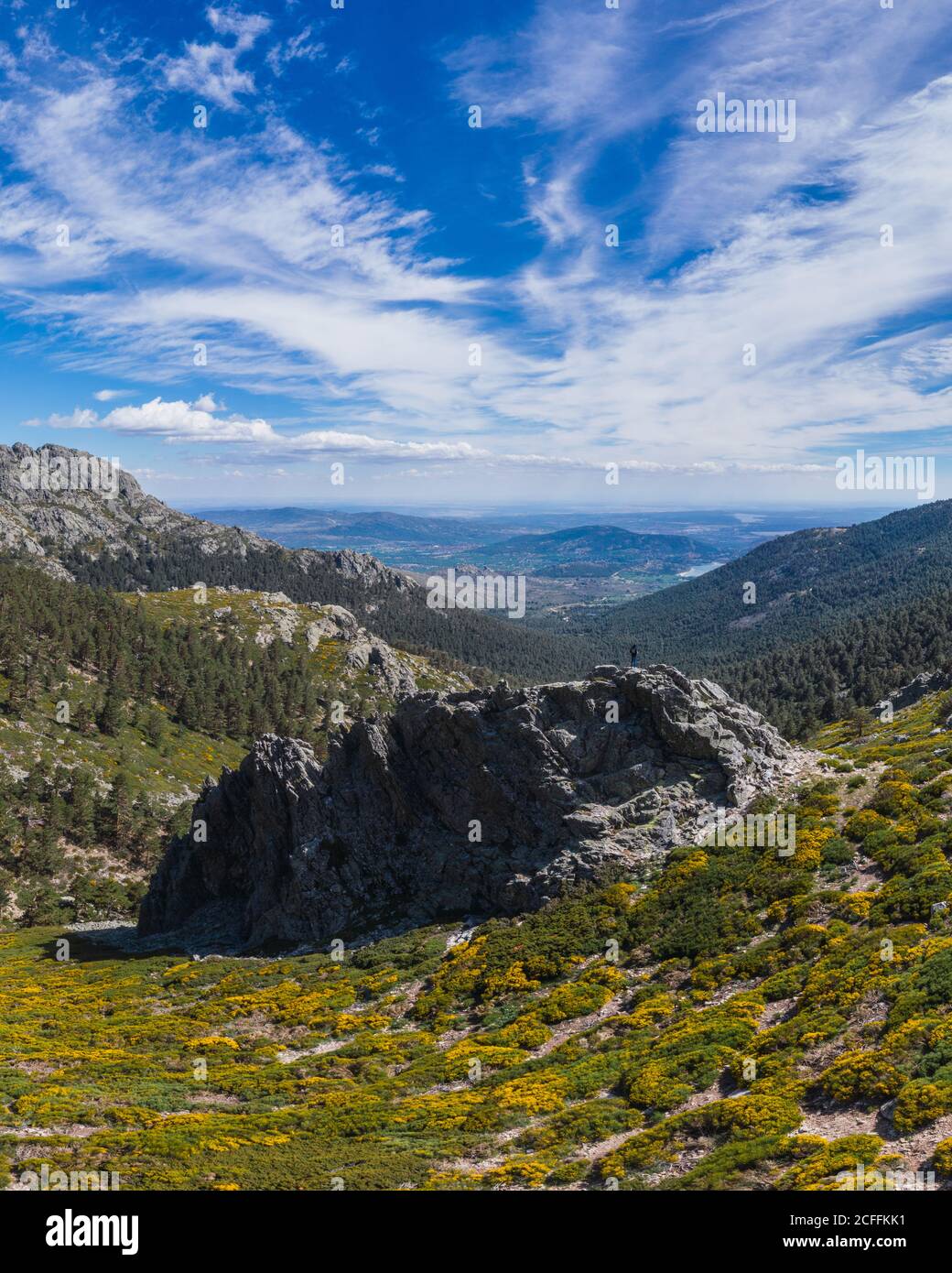 Amazing landscape of stone hills covered by dry grass and yellow ...