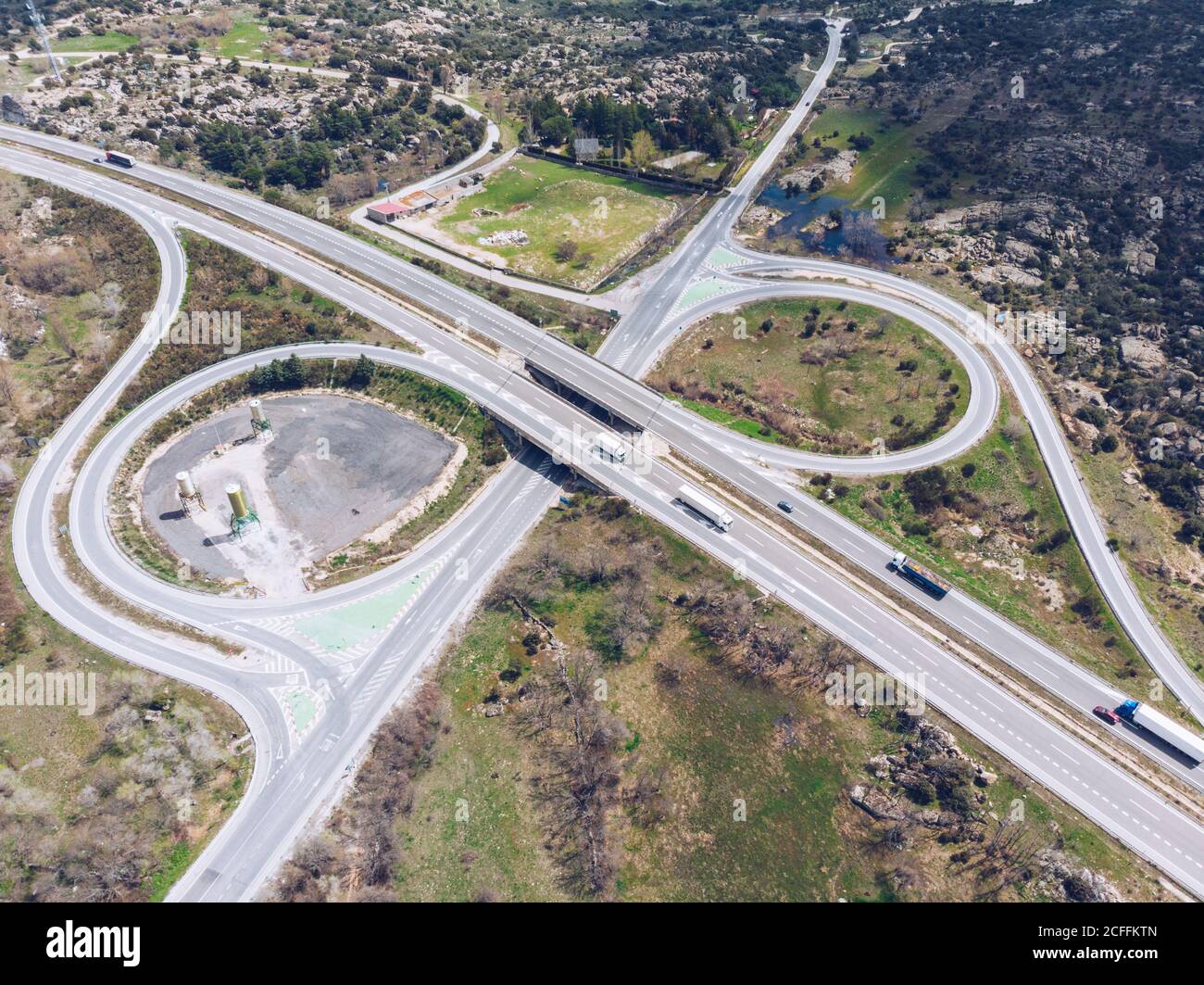 Aerial view complex highway interchange hi-res stock photography and ...
