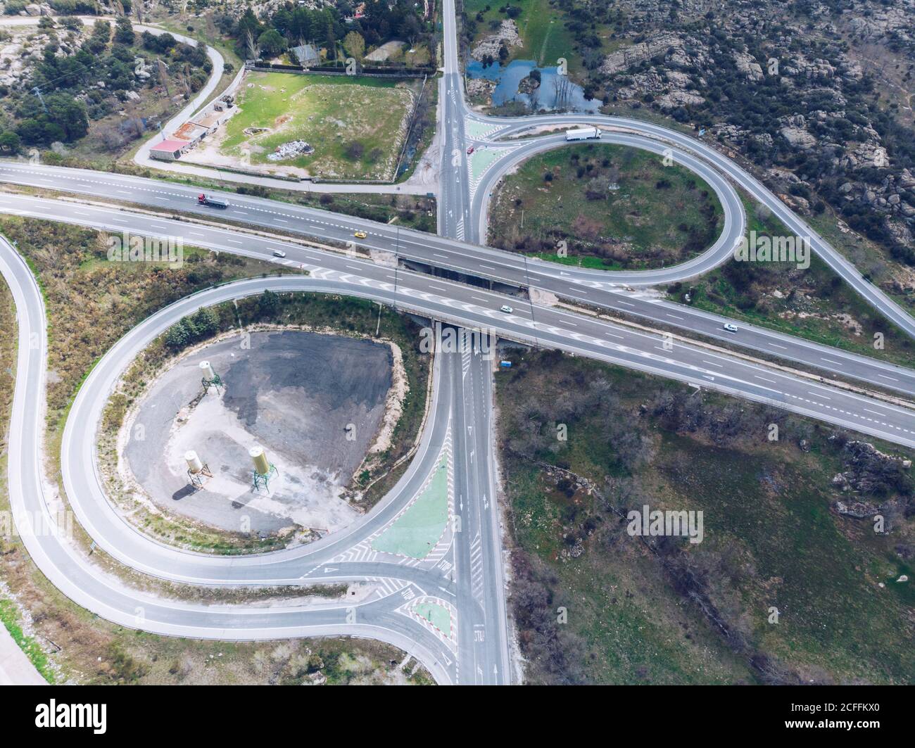 Urban road junction in suburb area Stock Photo - Alamy