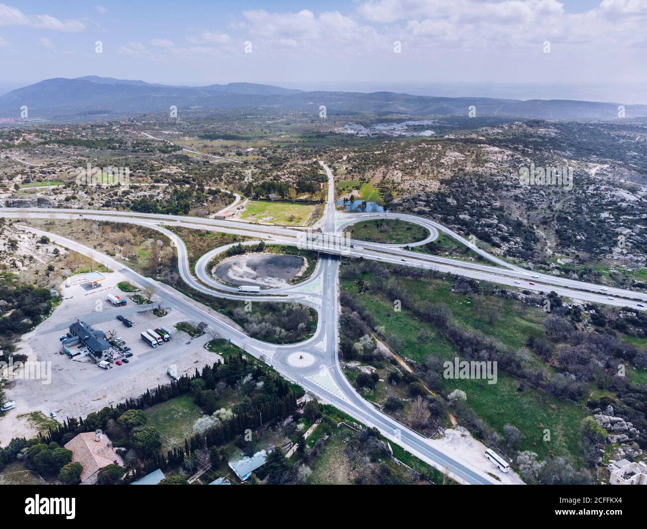 Urban road junction in suburb area Stock Photo - Alamy