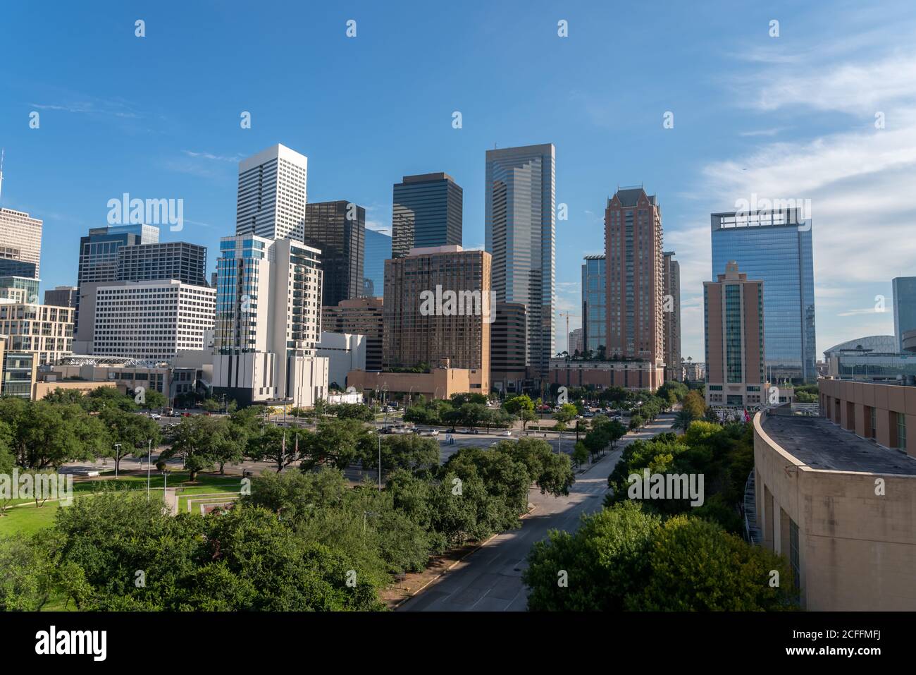 Urban View of the Streets of Houston With Large Buildings in the ...